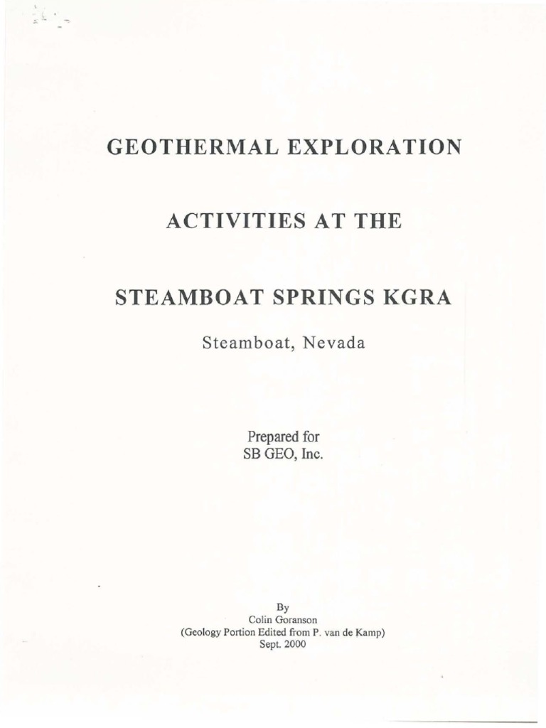 Geothermal Exploration: Steamboat, Nevada | PDF | Geothermal Energy ...