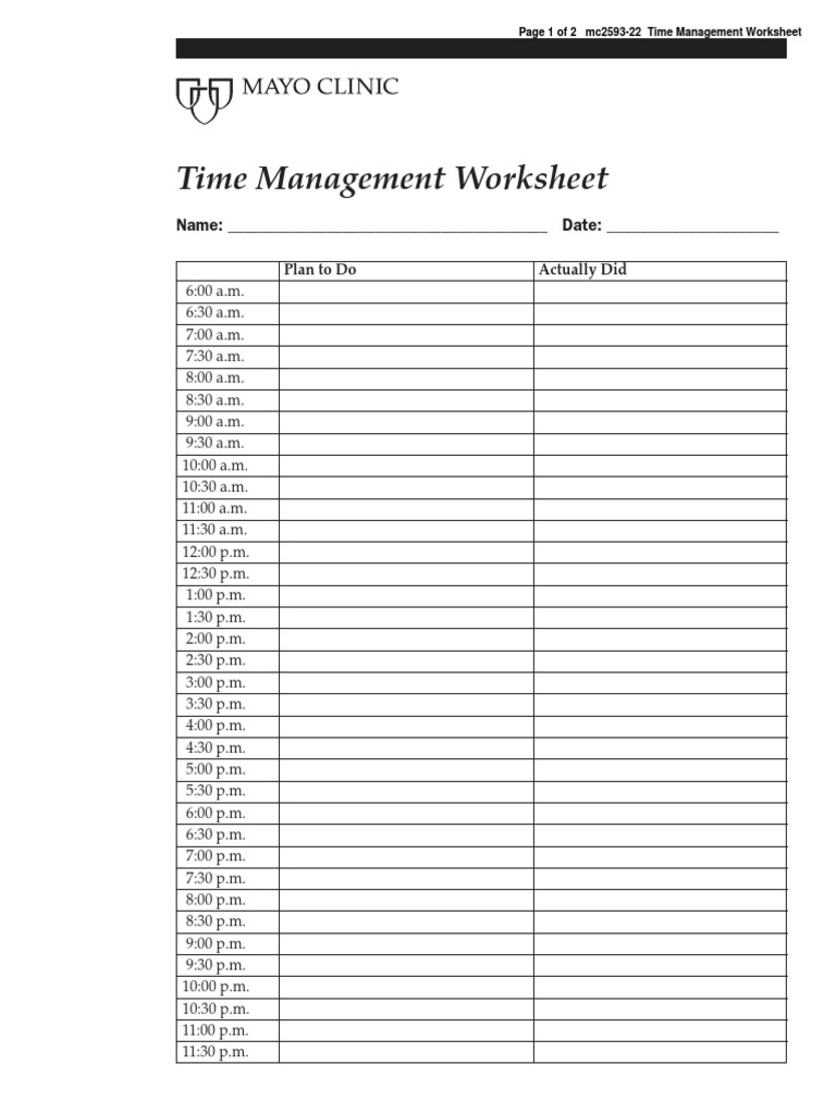 Time Management Worksheet | PDF