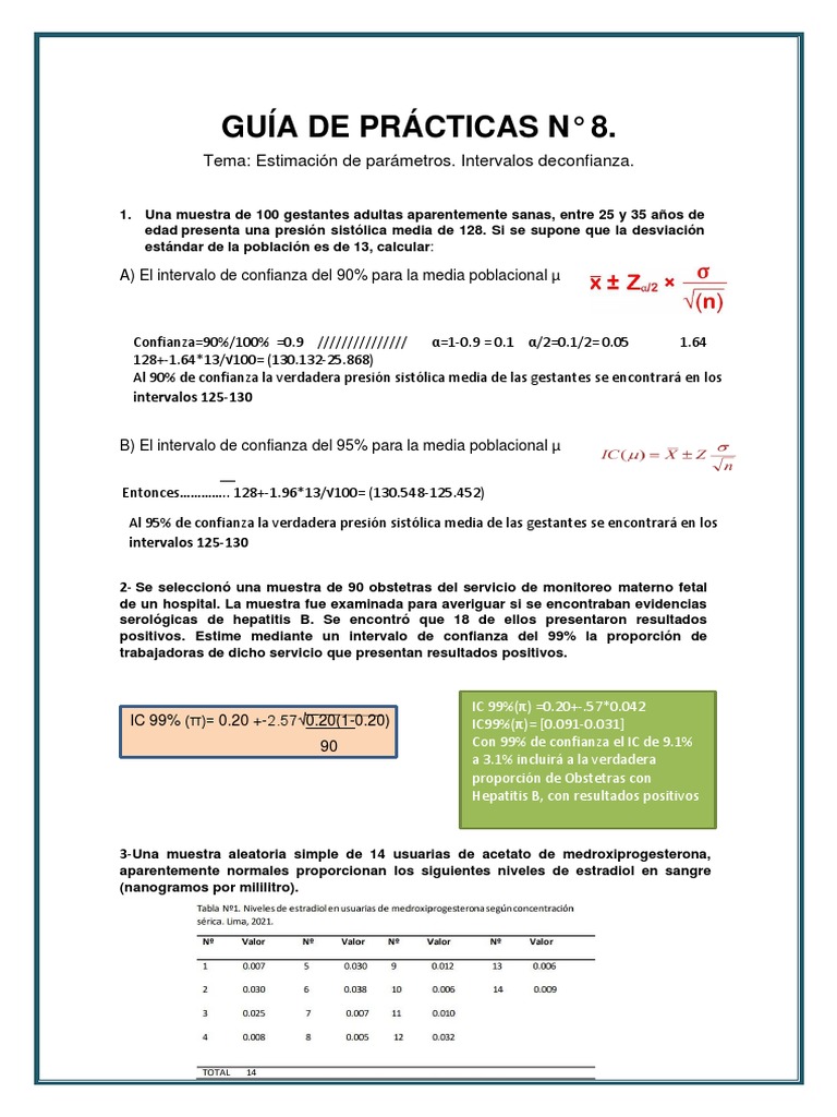 Practica 8 Corregida | PDF | Intervalo de confianza | Método científico