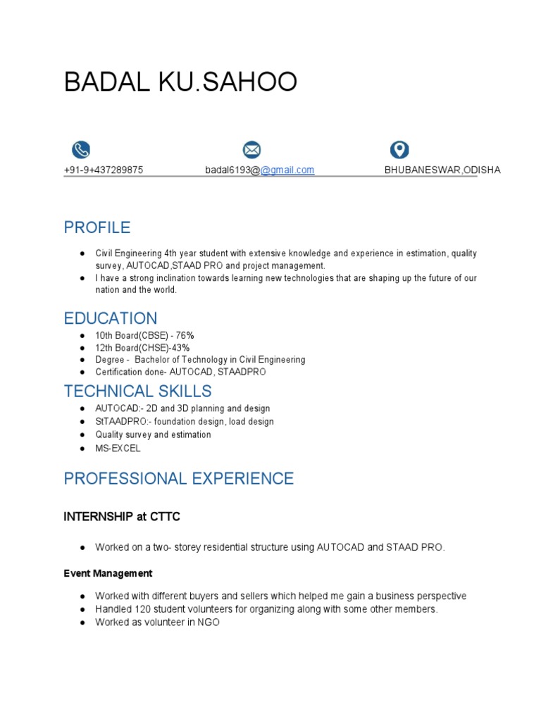 Badal Sahoo Civil | PDF