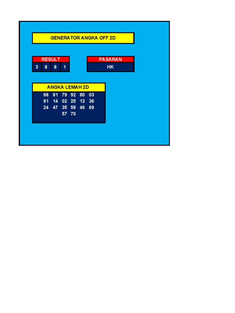 Generator Angka Off 2D: Result Pasaran 3 6 8 1 HK | PDF | Teaching ...