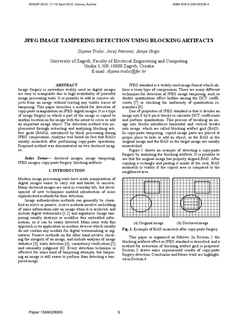 JPEG Image Tampering Detection Using Blocking Artifacts | PDF | Data Compression | Computer ...
