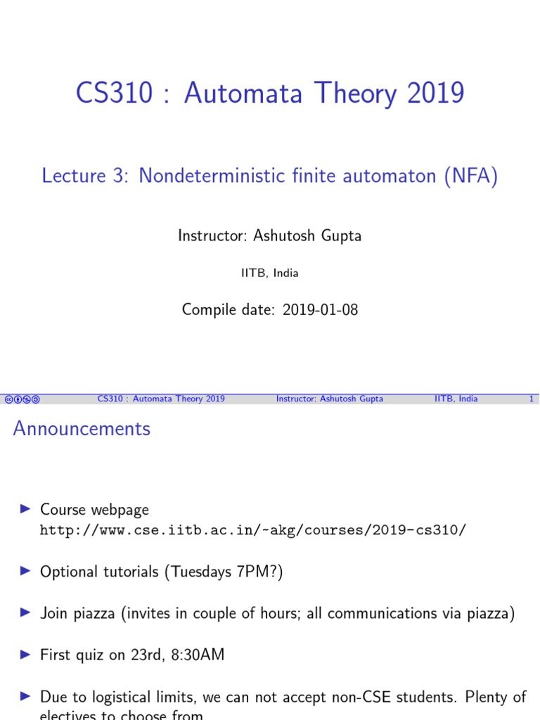 Nondeterministic Finite Automaton Nfa Basics Pdf Computational