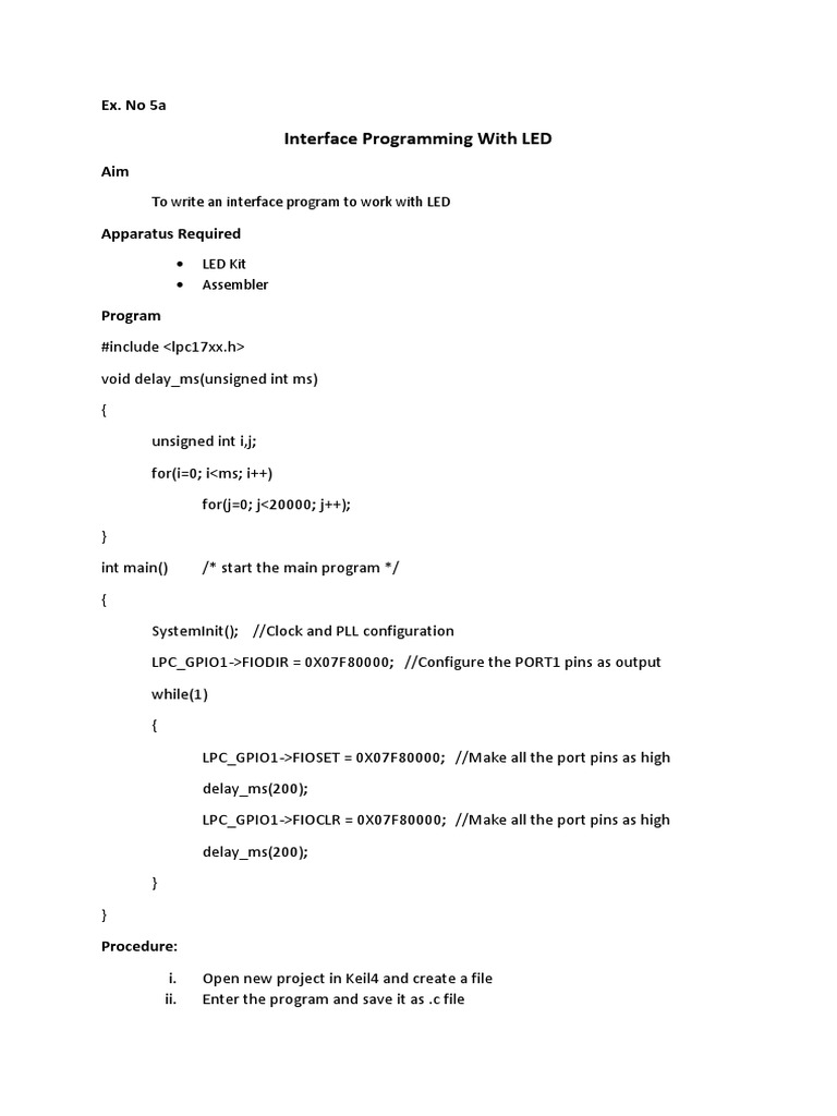 Blinking LEDs and Scanning 7-Segment Display: Two Interface Programs for Basic Input/Output ...