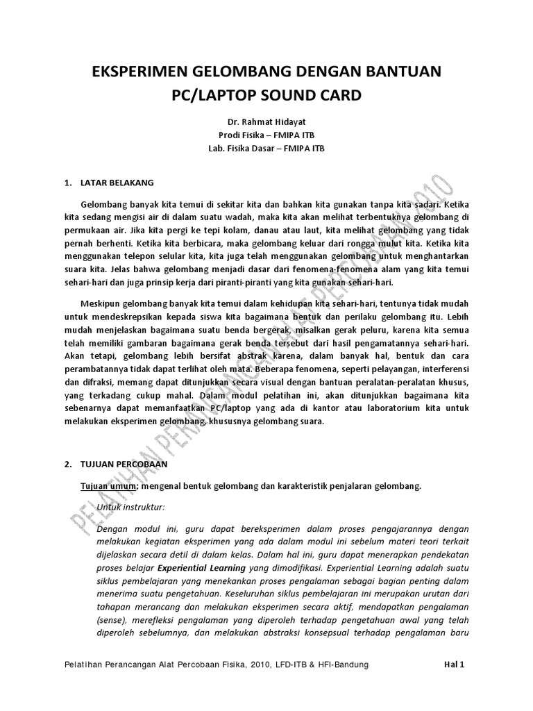 EKSPERIMEN GELOMBANG DENGAN BANTUAN PC - Corrected | PDF | Metode & Bahan Ajar