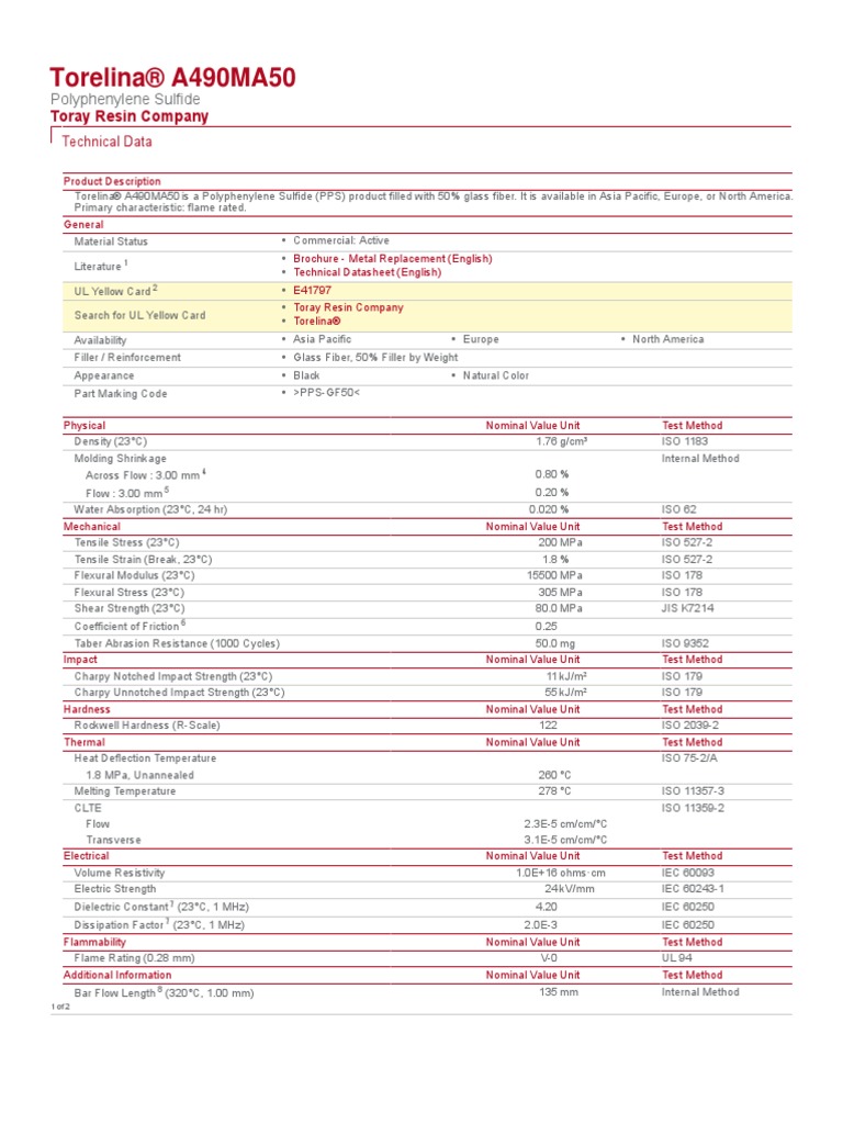 Torelina® A490MA50: Toray Resin Company | PDF | Chemical Substances ...