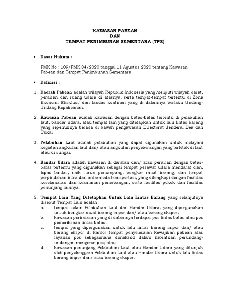 Kawasan Pabean & TPS | PDF