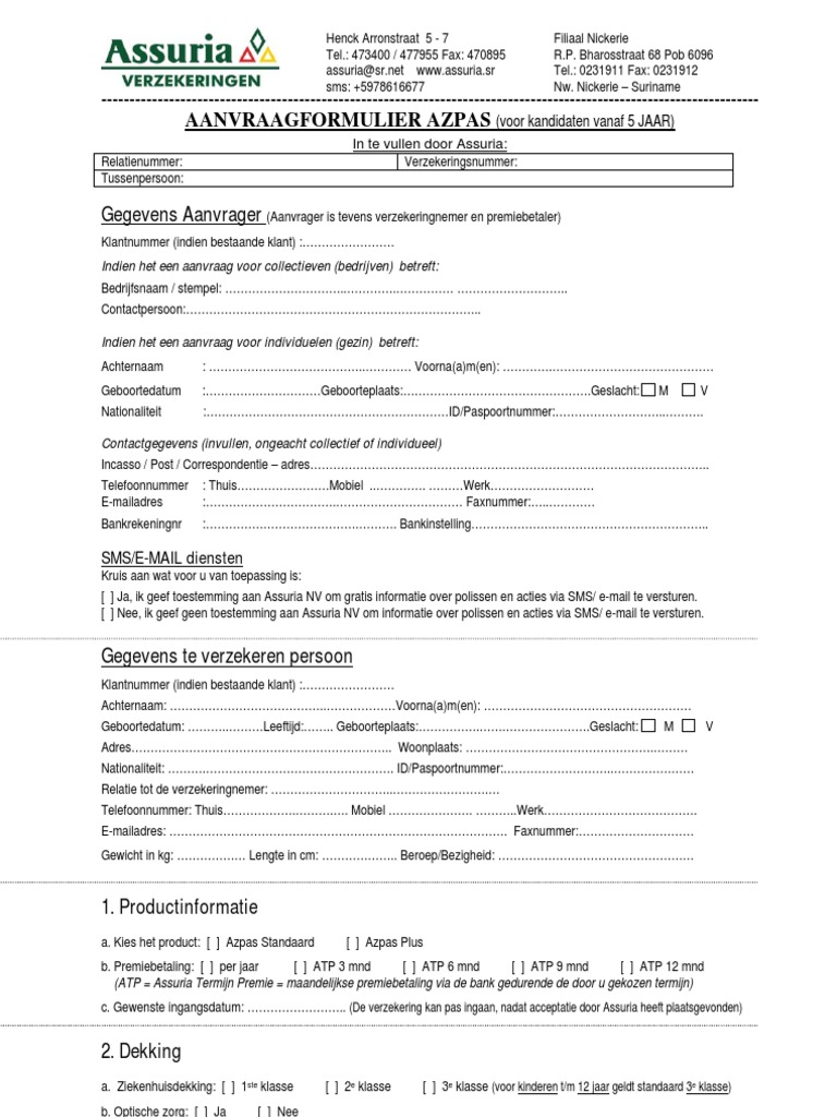 Aanvraagformulier Azpas | PDF