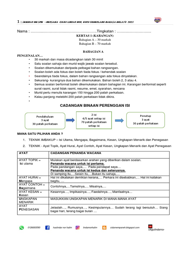 Modul K1 BM SPM KSSM | PDF