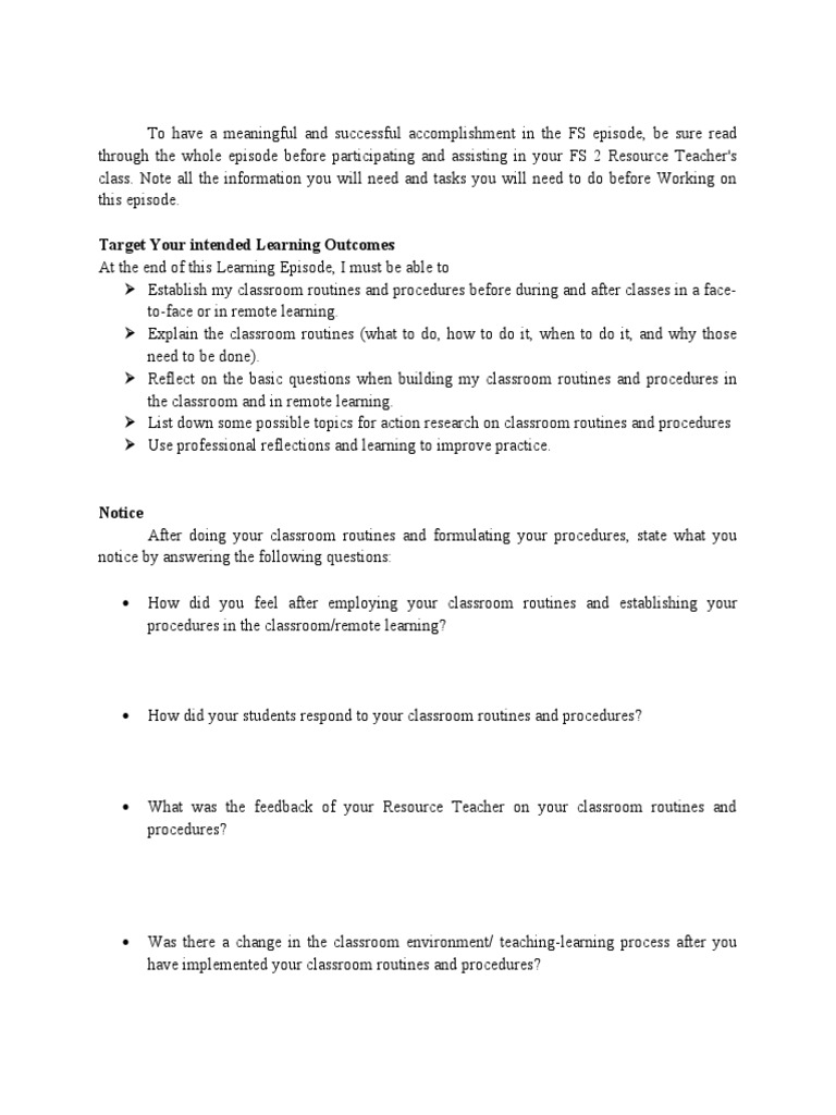 FS2 Episode 8 | PDF | Classroom | Classroom Management