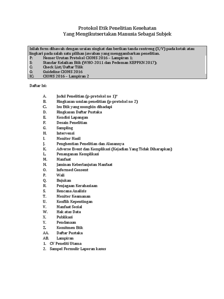 Contoh Protokol Penelitian | PDF