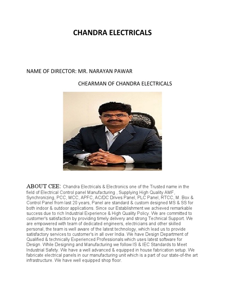 Chandra Electricals - Docx JM | PDF | Electrical Wiring | Electrical Engineering