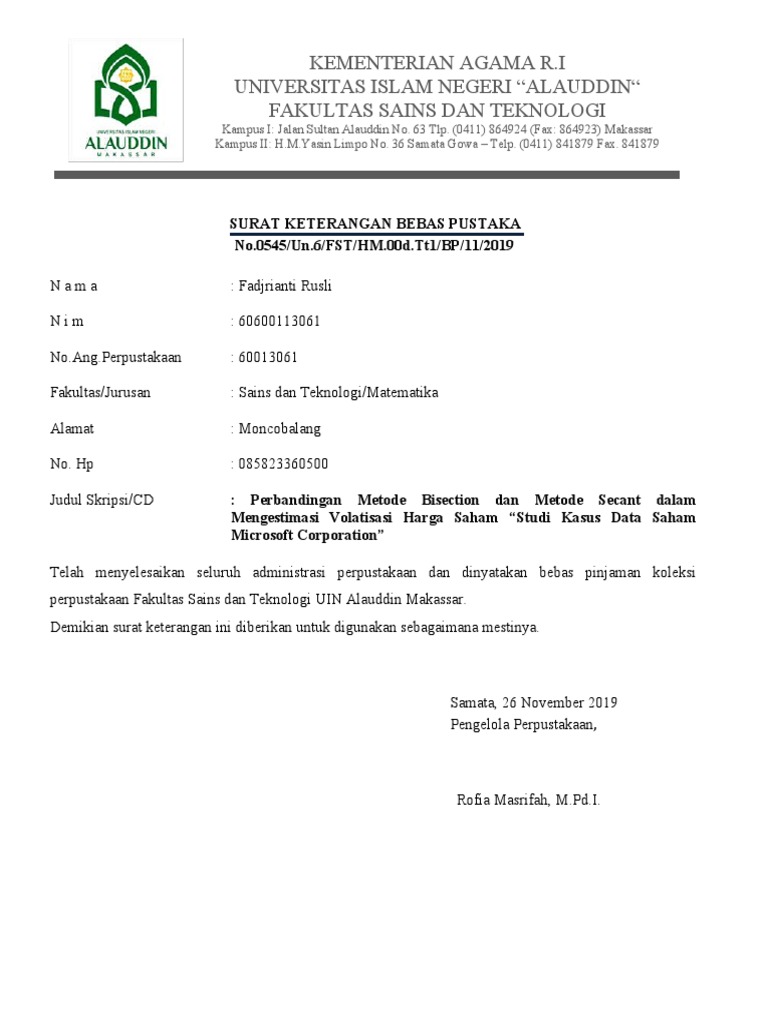 Library Clearance Certificates | PDF