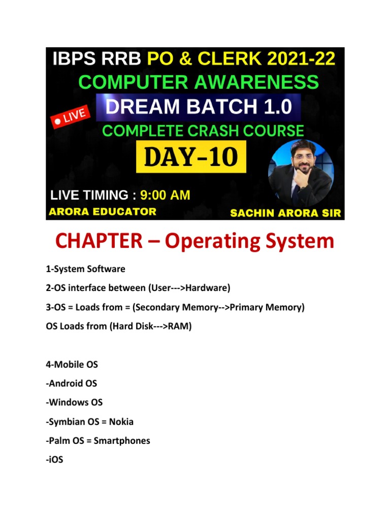 CHAPTER - Operating System | PDF