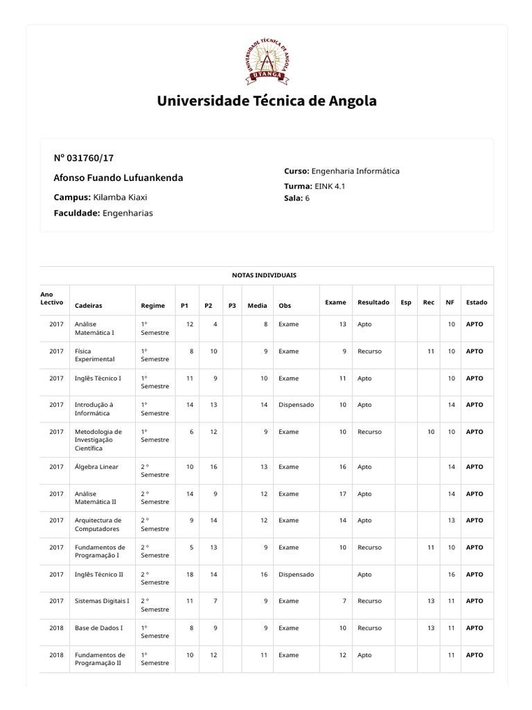 UTANGA - Universidade Técnica de Angola | PDF | Science | Era da Informação