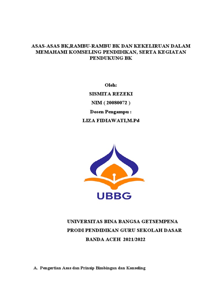 Asas Asas BK | PDF | Bisnis | Pengembangan Diri