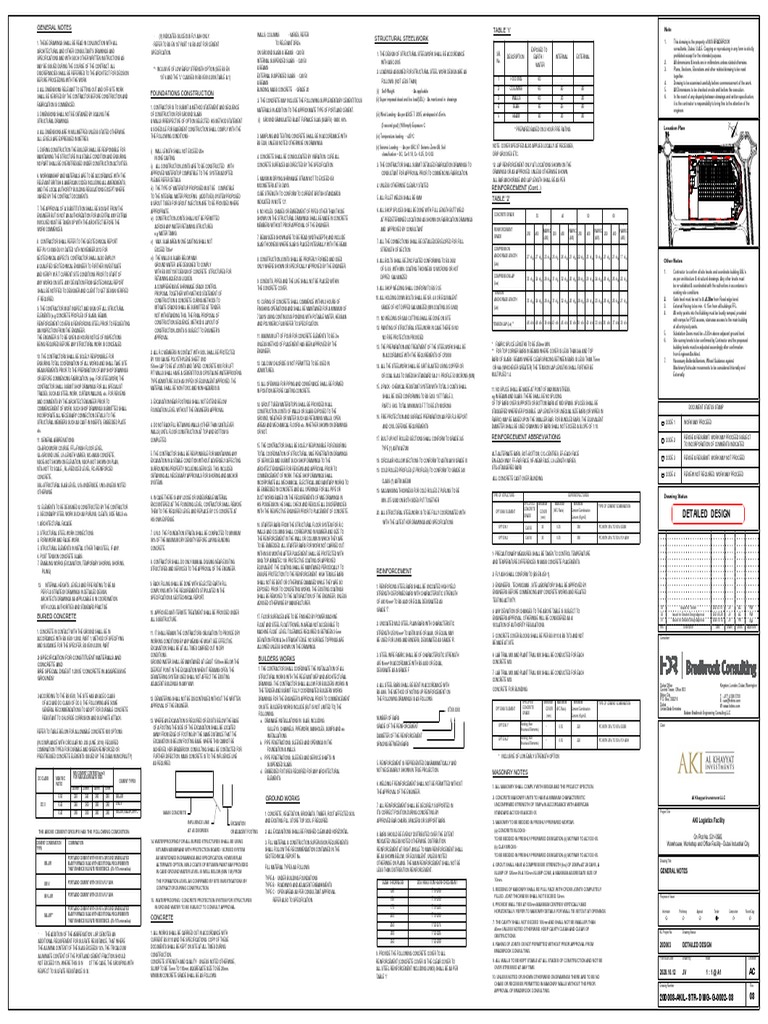 Detailed Design: General Notes TABLE '1' Structural Steelwork | PDF ...