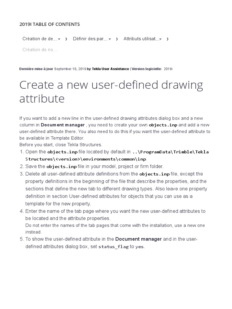 Create A New User-Defined Drawing Attribute - Tekla User Assistance | PDF | Computer File ...