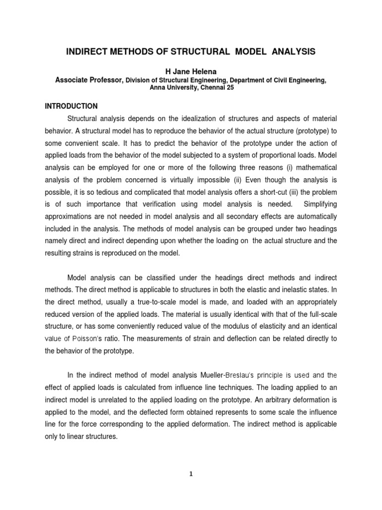 Indirect Model Analysis | PDF | Elasticity (Physics) | Bending