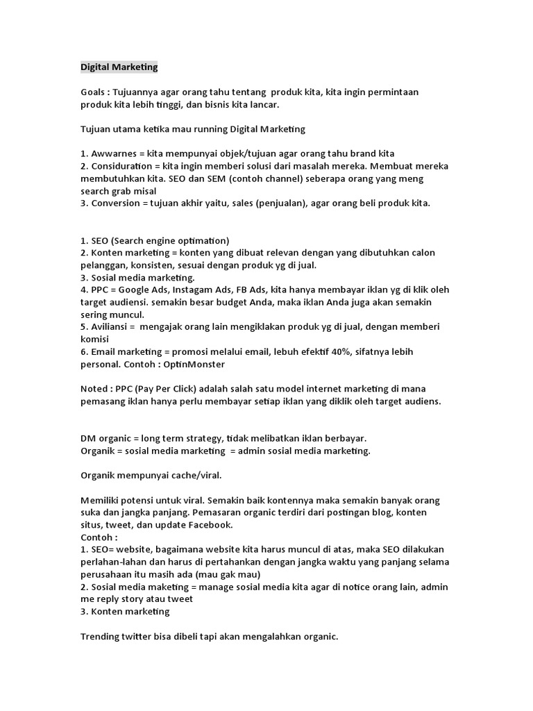 Digital Marketing | PDF | Karier & Perkembangan | Bisnis