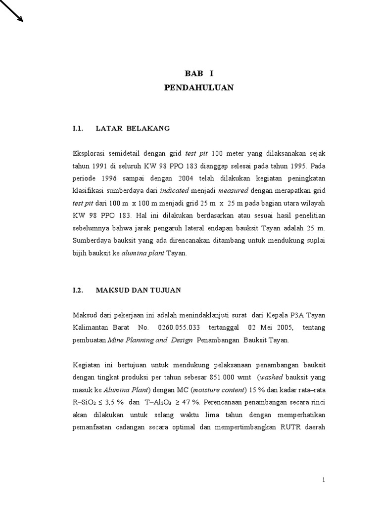 Rencana Penambangan Bauksit Tayan | PDF