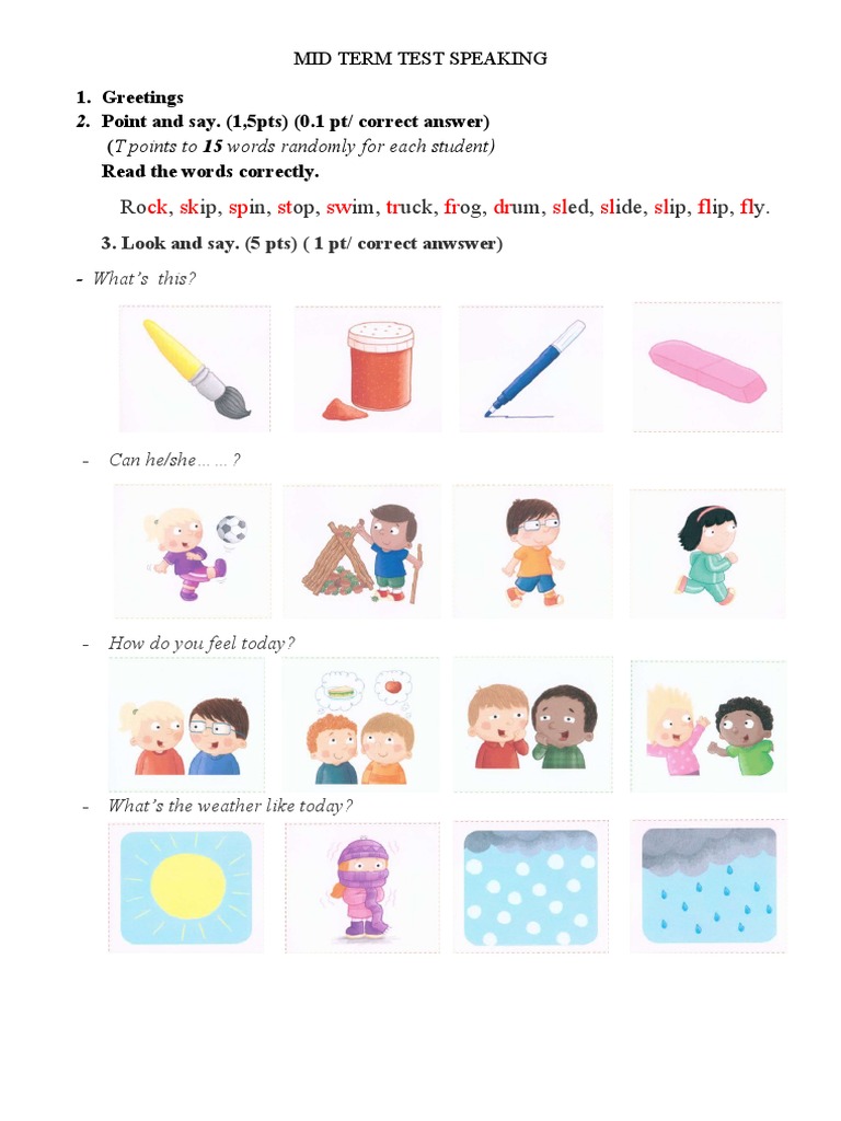 MID TERM TEST Speaking Show and Tell | PDF