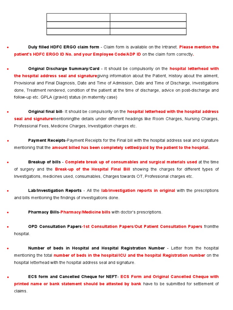 Comprehensive List of Required Documents for Filing an Insurance Claim ...