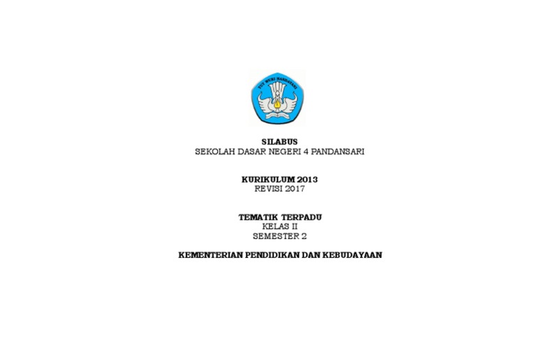 Sampul Silabus Tematik Kelas II SD | PDF