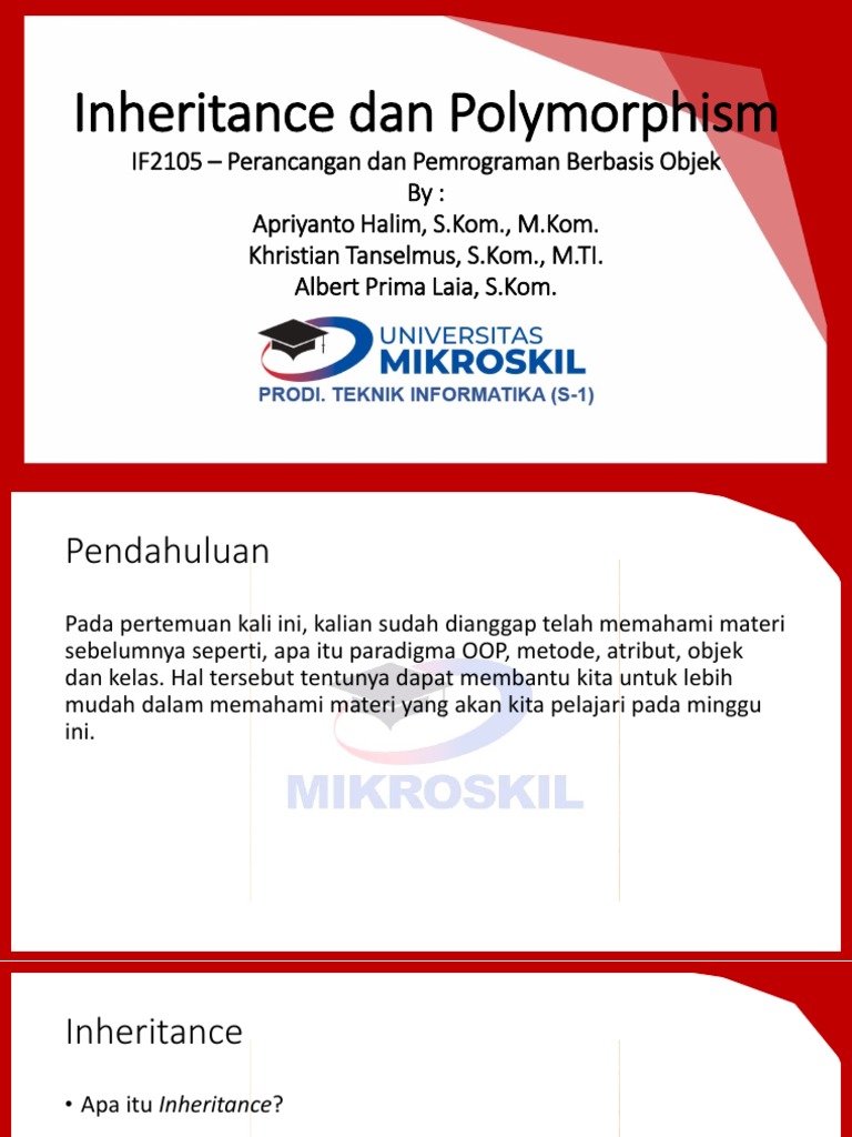 Mikroskil Inheritance Dan Polymorphism | PDF
