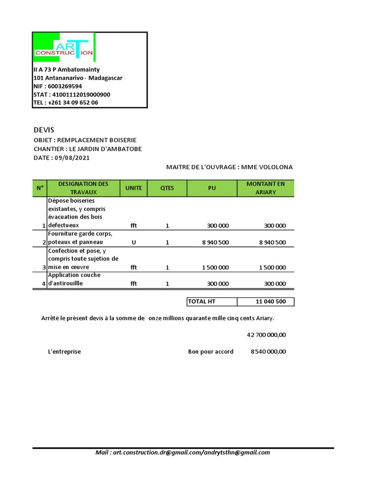 Devis Métallique | PDF