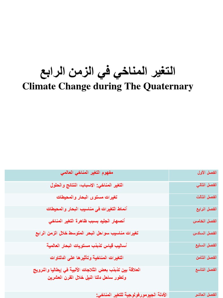 Climate Change During The Quaternary | PDF