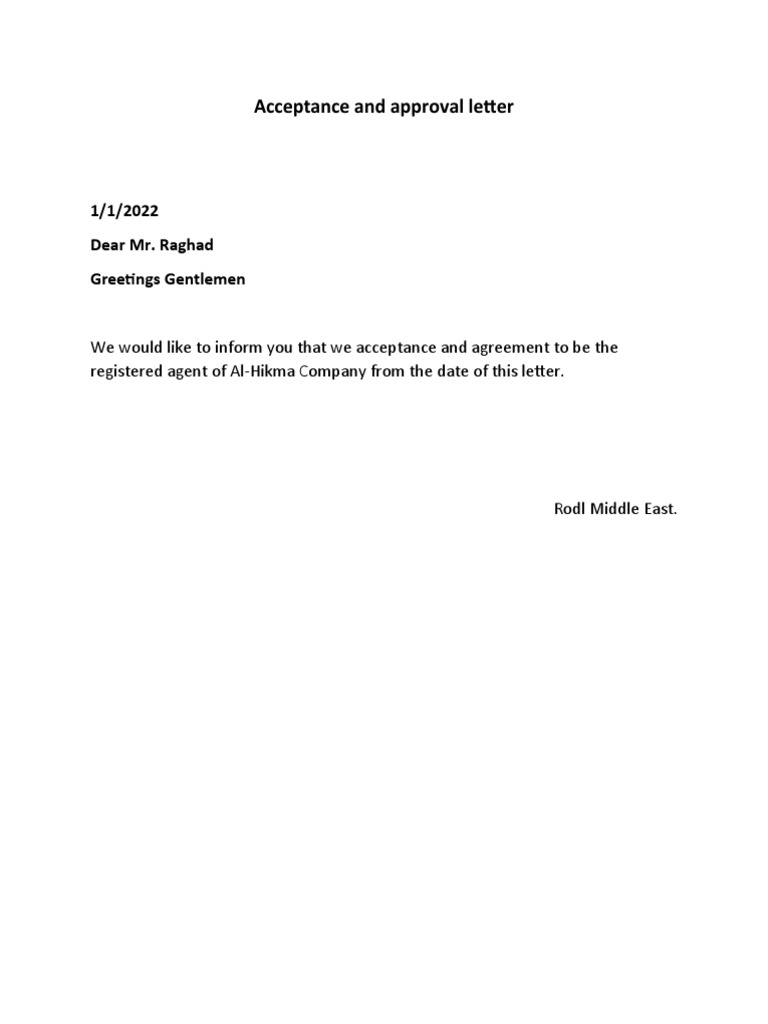 Acceptance Approval for Al-Hikma Company | PDF