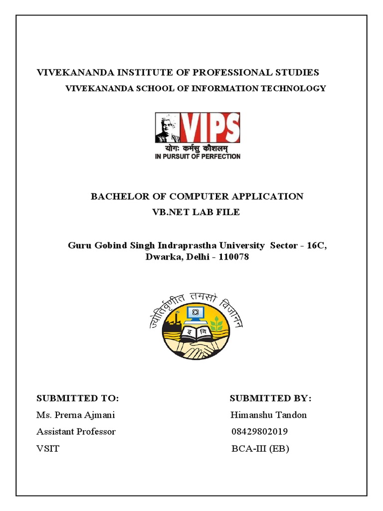 VB.NET Lab File: Programs on Loops, Strings, Arrays & Exception ... VB.NET Lab File: Programs on Loops, Strings, Arrays & Exception ...