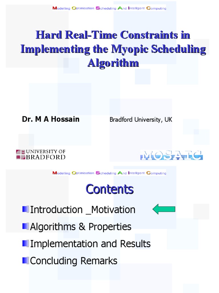 Hard Real-Time Constraints in Implementing The Myopic Scheduling Algorithm | PDF | Real Time ...