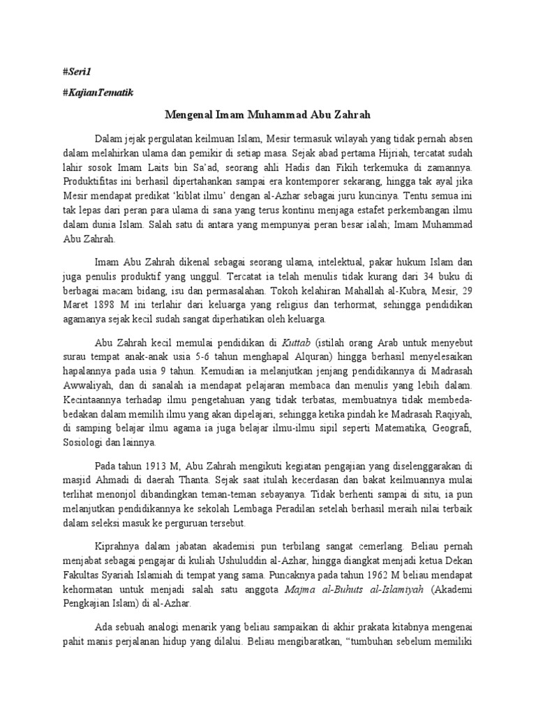 Mengenal Imam Muhammad Abu Zahrah | PDF | Agama & Spiritualitas