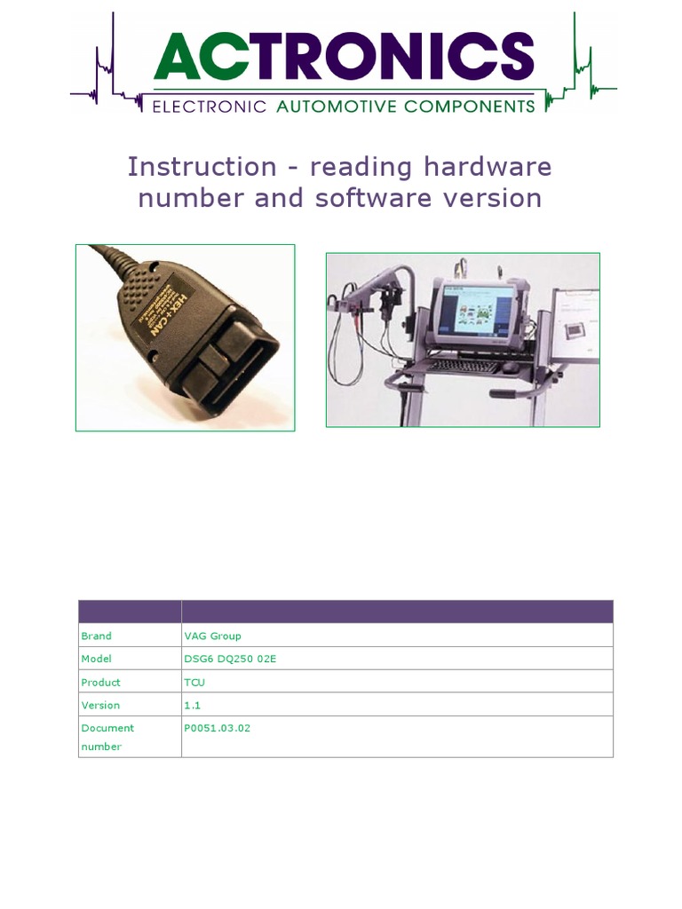 Reading Hardware Number and Software Version DSG | PDF | Computer ...