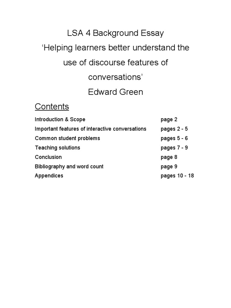 Background Essay | Download Free PDF | Conversation | English Language