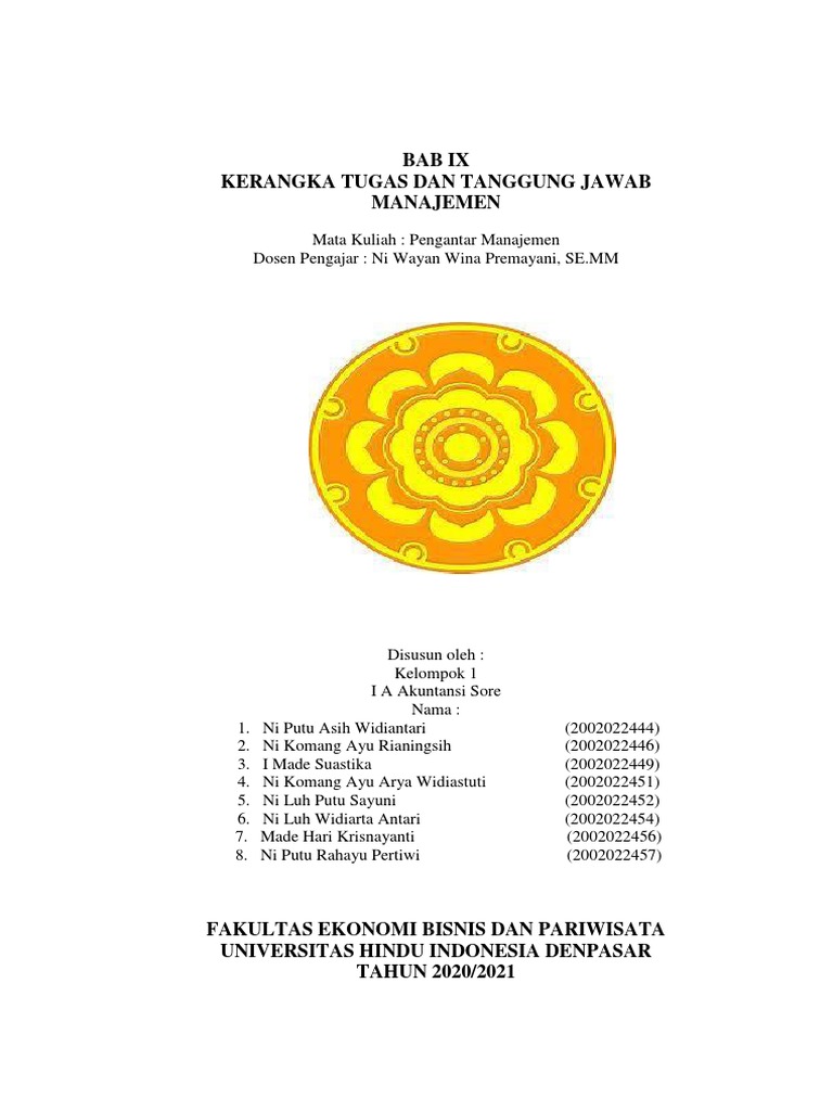BAB IX-KerangkaTugasdanTanggungJawabManajemen-Klp1 | PDF