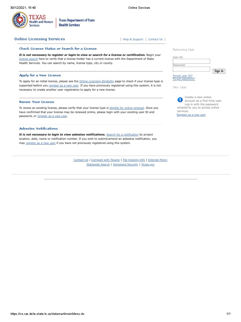 Online Licensing Services: Check License Status or Search For A License | PDF | Login | Password