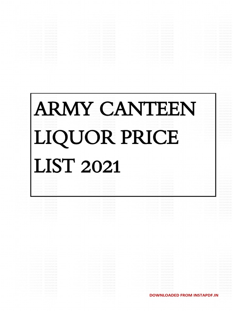 Army Canteen Liquor Price List 2021 | PDF | Scotch Whisky | Wine