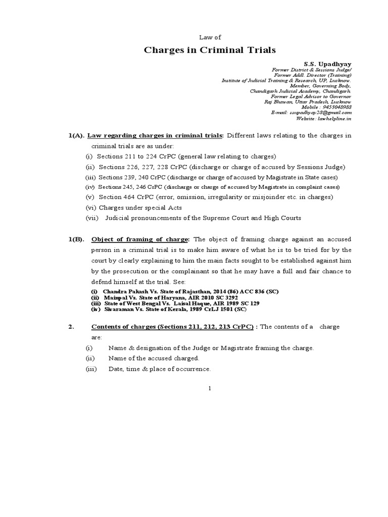 Criminal Trial Charge Framework Guide | PDF | Prosecutor | Trials