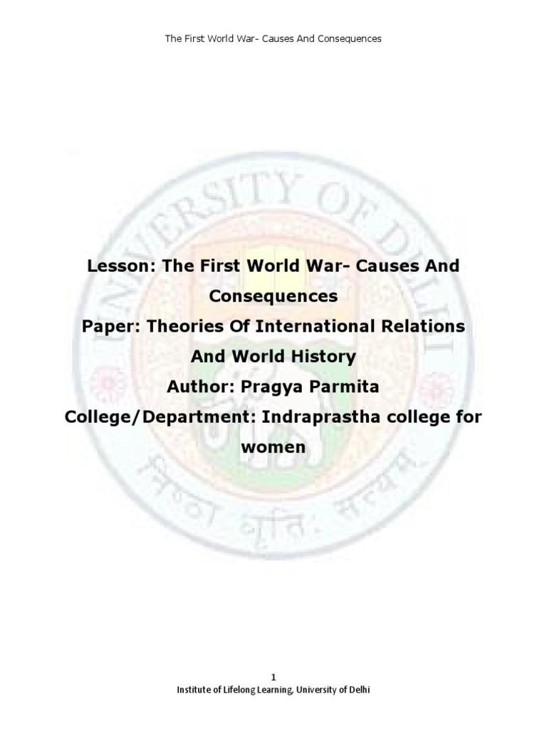 The First World War Causes and Consequences | PDF | Imperialism | World ...