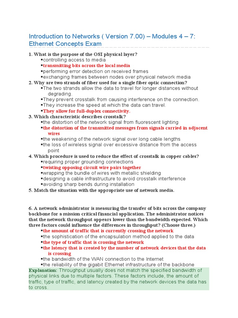 Introduction To Networks (Version 7.00) - Modules 4 - 7: Ethernet ...