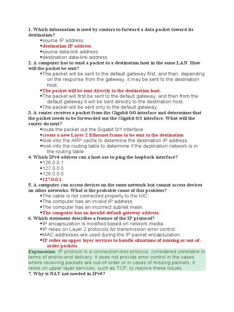 CCNA Chapters 8-10 | PDF | Internet Protocols | Computer Network