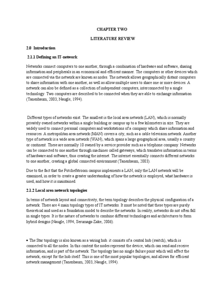 CHAPTER TWO Project Report Sample Literature Review | PDF | Network ...