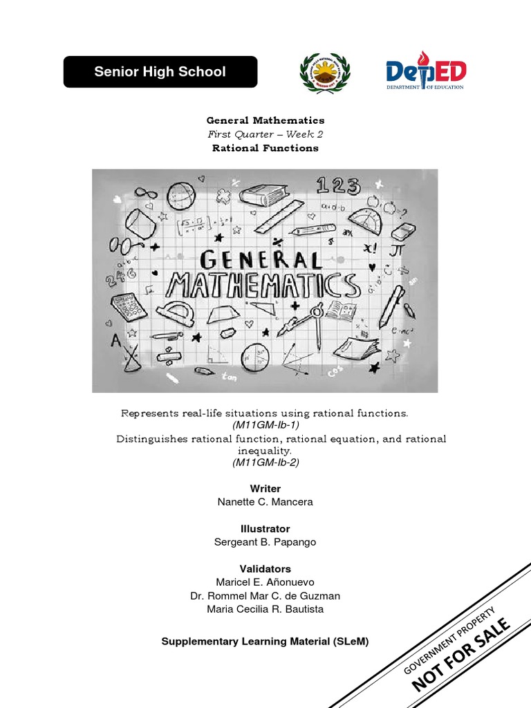 Senior High School: General Mathematics Rational Functions | Download ...
