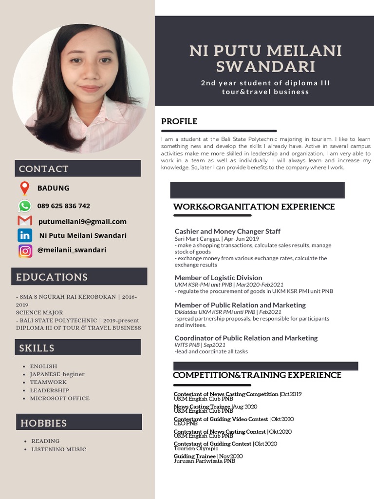 Tourism Student's Experience & Skills | PDF | Business | Economies