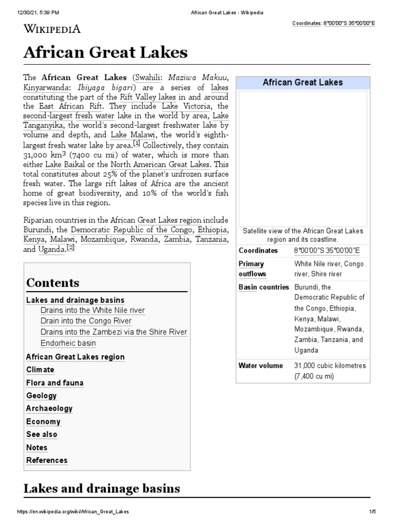 African Great Lakes - Wikipedia | PDF