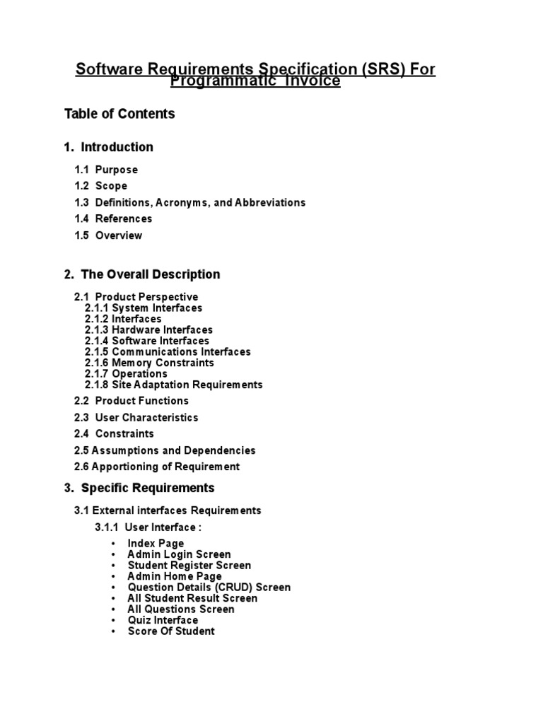 Quiz Management System SRS | PDF | Databases | User (Computing)