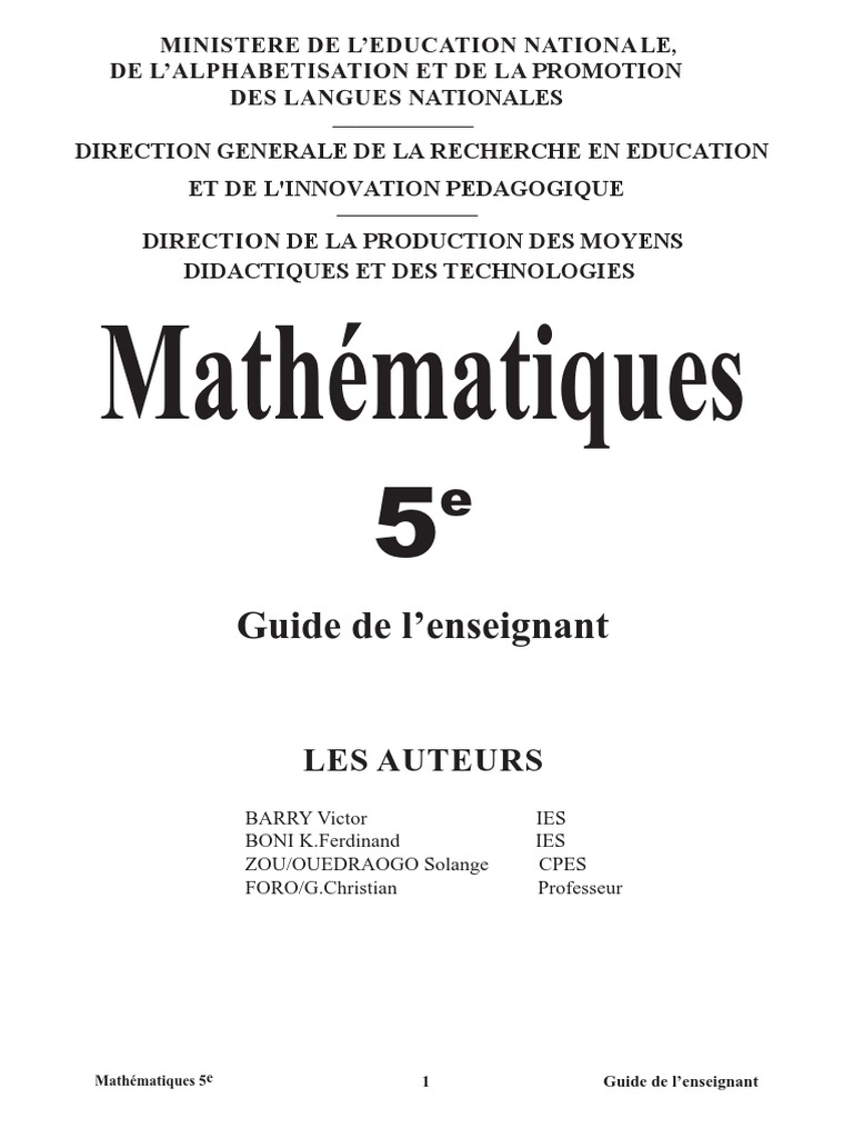 Guide Maths 5e | PDF | Entier naturel | Pédagogie